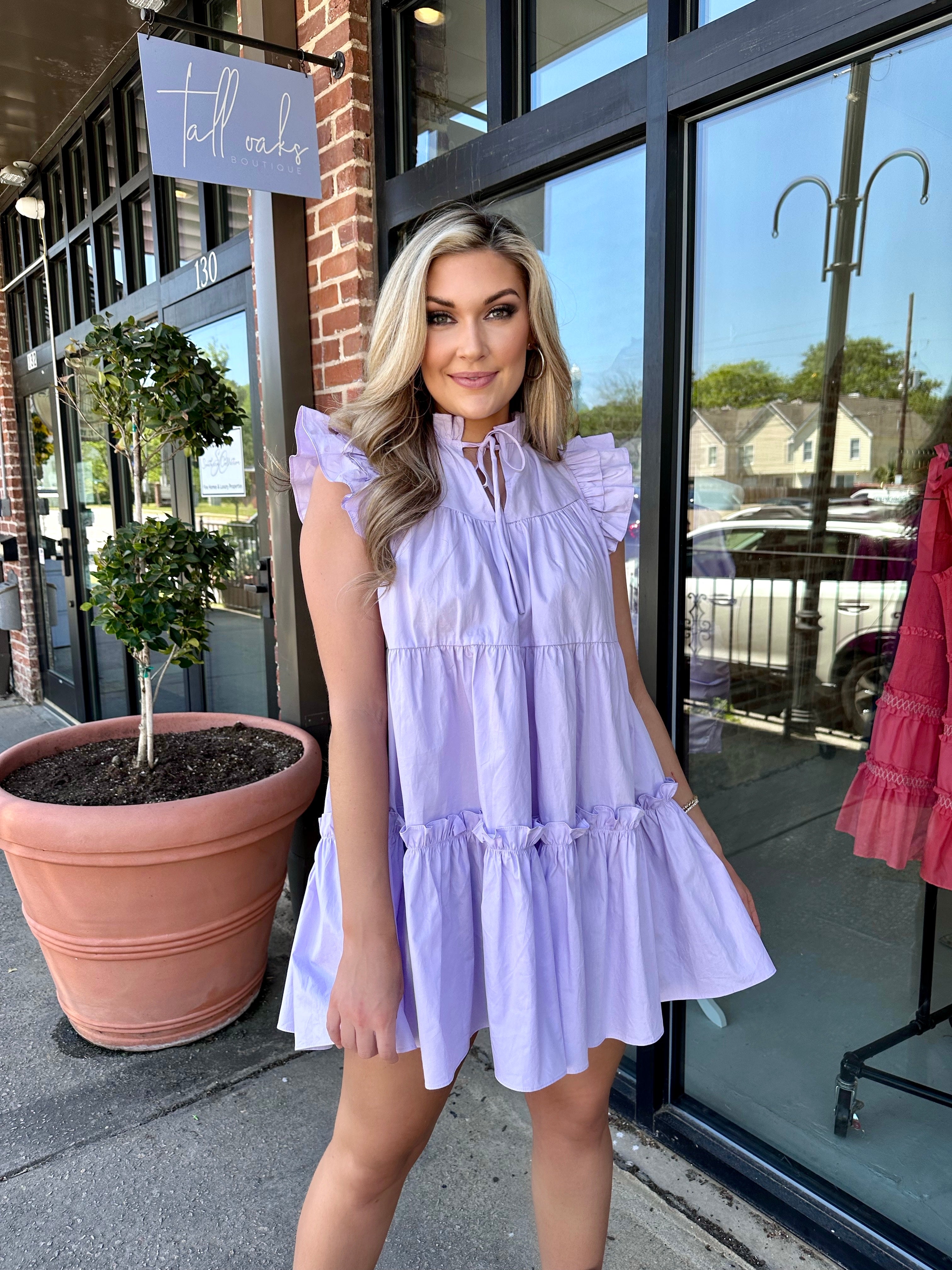My Darling Heart Ruffle Babydoll Dress- Lilac – Tall Oaks Boutique